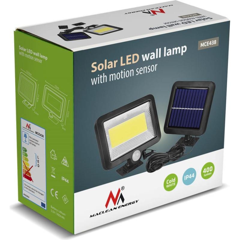 Maclean Energy MCE438 Solar LED Floodlight with motion sensor, IP44, 5W ...