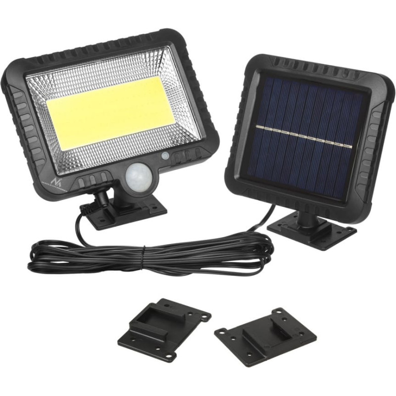 Maclean Energy MCE438 Solar LED Floodlight with motion sensor, IP44, 5W, 400lm, 6000K cold white ...